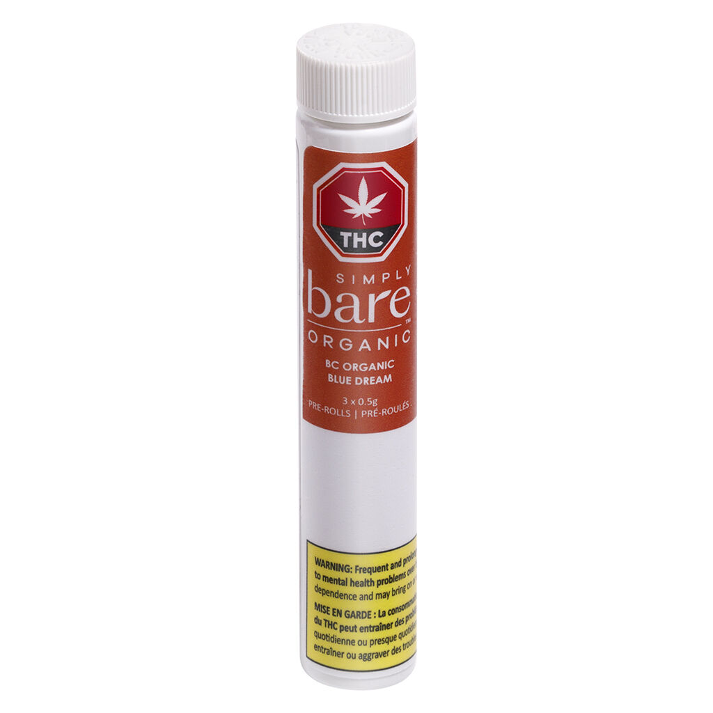 Simply Bare - BC Organic Blue Dream Pre-Roll - Sativa - 3x0.5g | The Nug Co