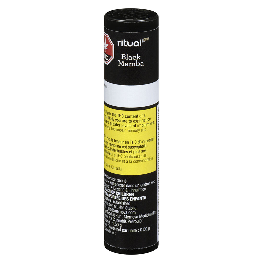 Ritual Sticks - Black Mamba Pre-Roll - Indica - 3x0.5g | The Nug Co